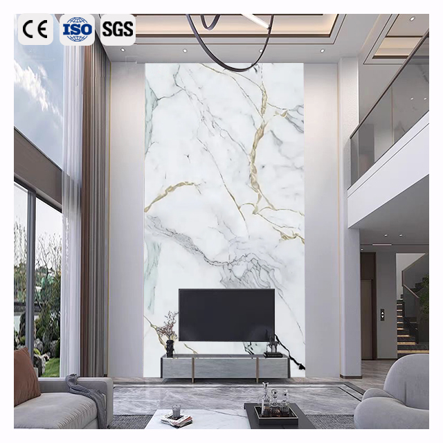 The Television Background Wall High Glossy 3D Luxurious Gilded ...